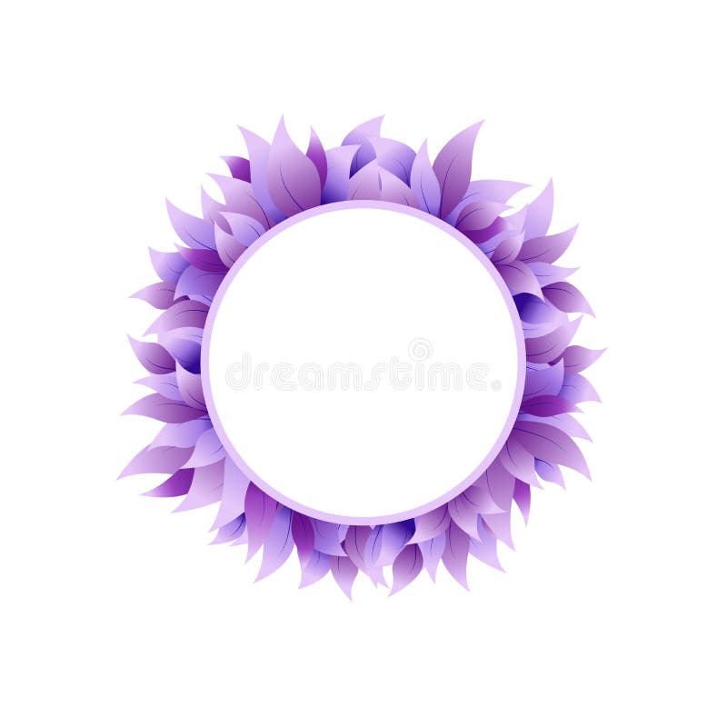 Round Wreath with Violet Leaves Isolated on White. Stock Vector ...