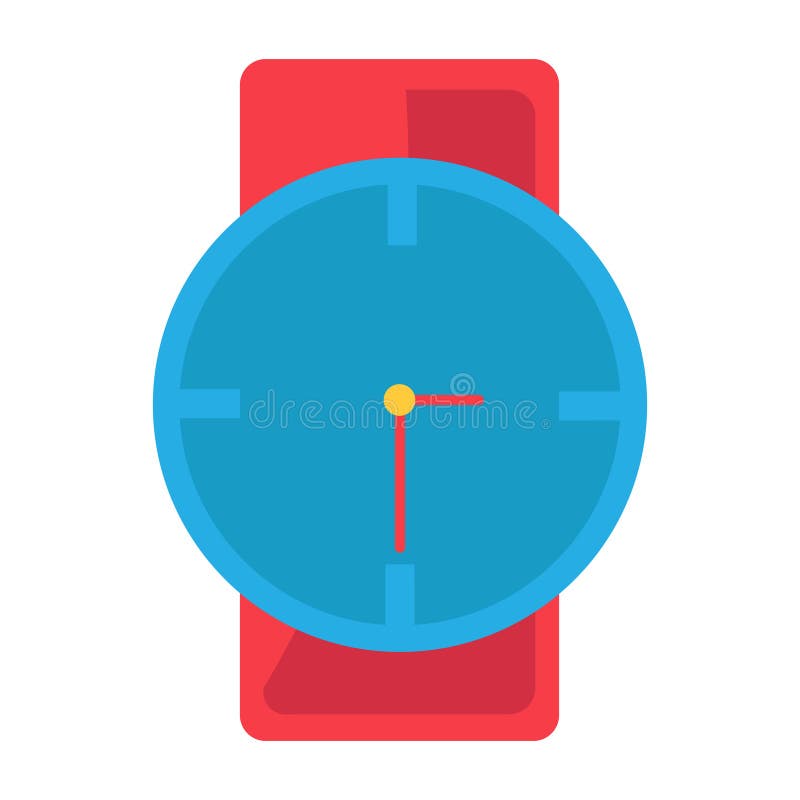 Round Wristwatch with Red Leather Strap Icon Stock Vector ...