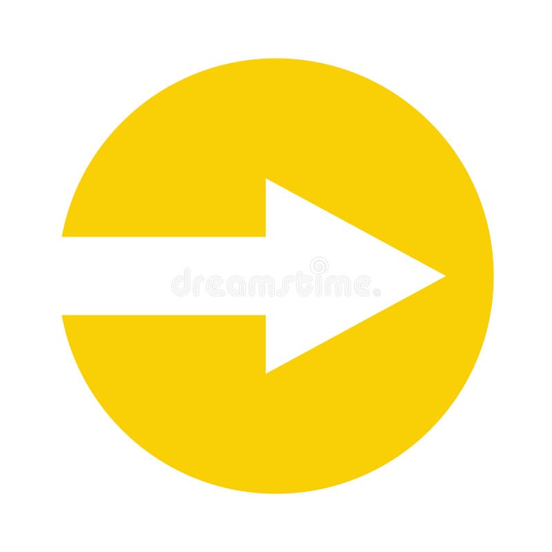 Round Yellow Button with Arrow Showing Right Stock Illustration ...