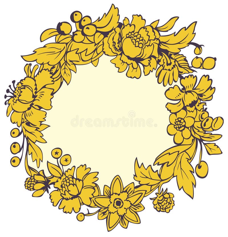 Round yellow frame stock vector. Illustration of contour - 2891094