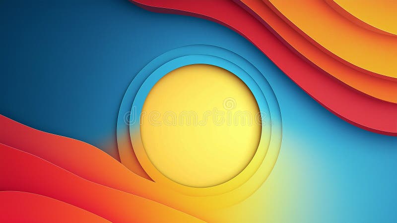 Round Yellow Frame on a Wavy Abstract Background Stock Illustration ...