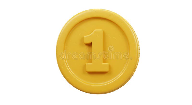 A Round, Yellow Plastic Token or Coin Featuring the Number "1" Embossed ...