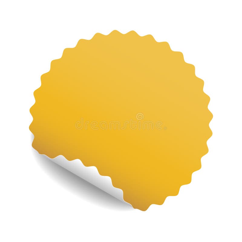 Round Yellow Sticker with Curled Corner and Shadow. Vector Illustration ...