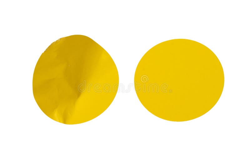 Round Yellow Stickers, Blank Tags Labels Isolated on a White Background ...