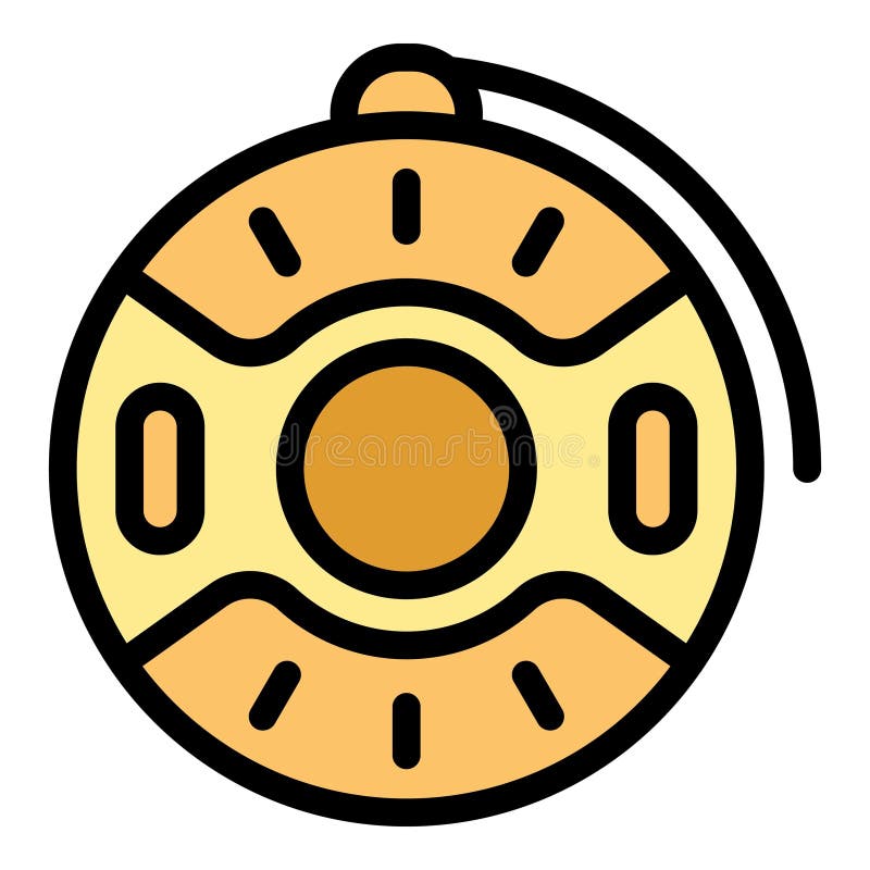 Round Yo Yo with String Extending from Top Side View Icon Stock Vector ...