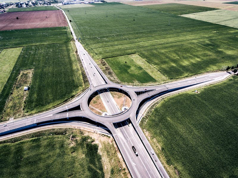 Roundabout aerial view stock photo. Image of circle, grass - 97099344