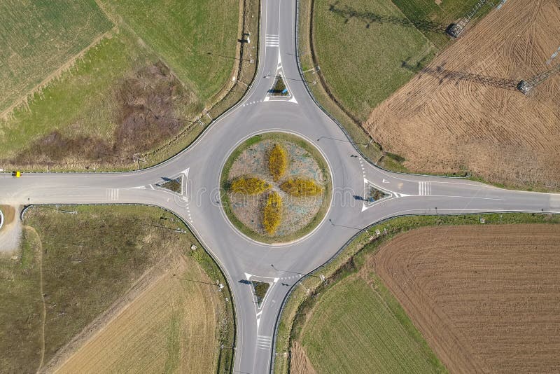 Roundabout aerial view stock photo. Image of bush, cars - 142788570