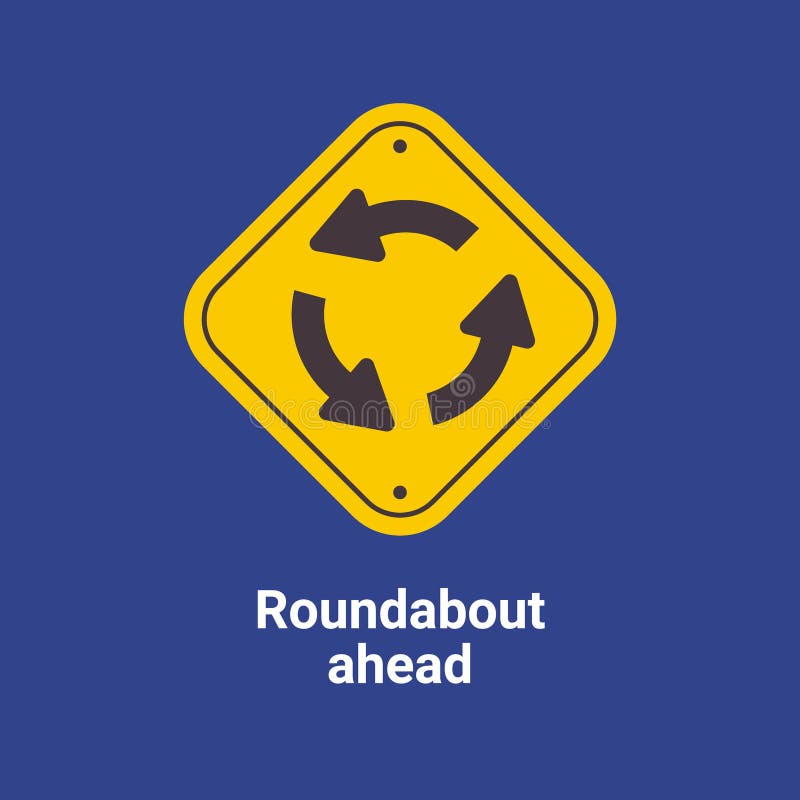 Warning Traffic Signs, Roundabout Ahead Stock Vector - Illustration of ...