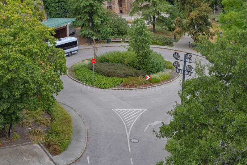 Roundabout Circular Intersection Stock Image - Image of european ...