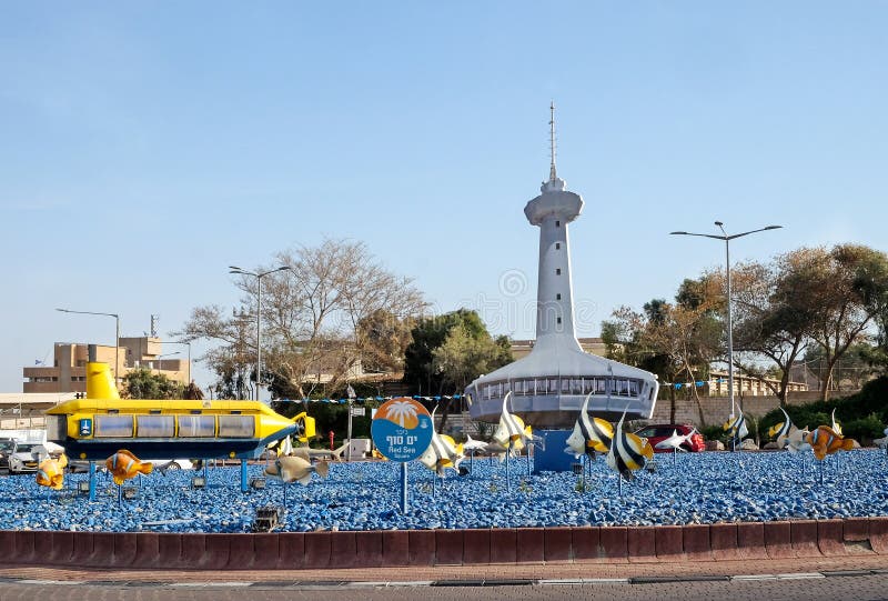 Roundabout Design at the Exit from Eilat Towards Egypt Editorial Stock ...