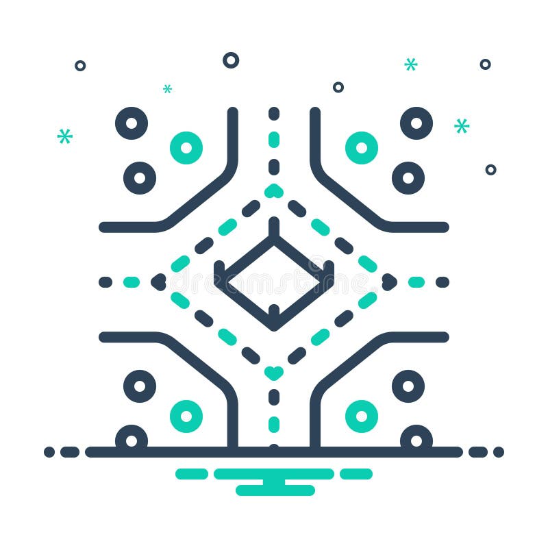 Mix Icon for Roundabout, Intersection and Direction Stock Illustration ...