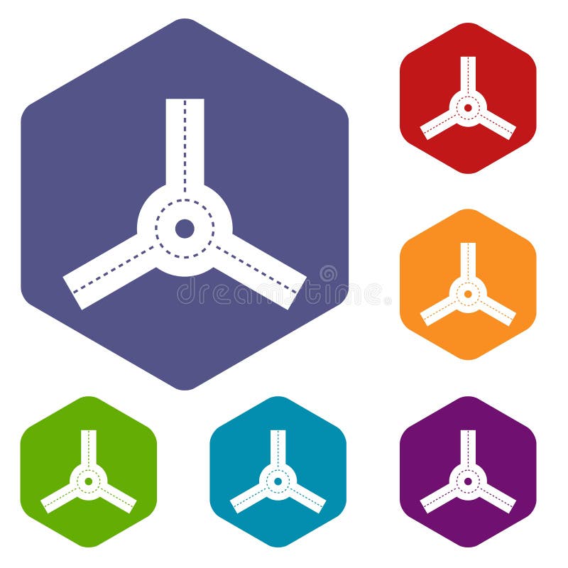 Roundabout Icons Set Hexagon Stock Vector - Illustration of street ...