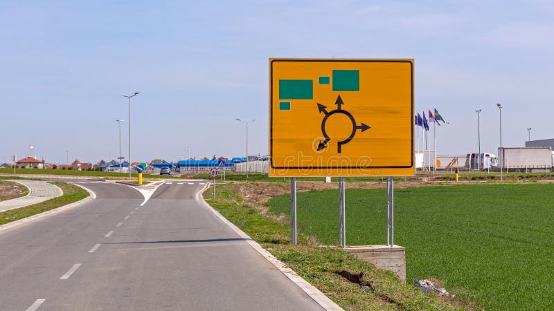 Roundabout Intersection Road Traffic with Many Cars, Aerial Shot from ...