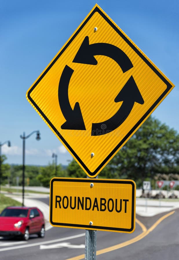 Roundabout Intersection Sign Stock Photo - Image of details ...