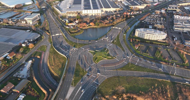 Roundabout Junction in Circle. Traffic Transportation Infrastructure ...