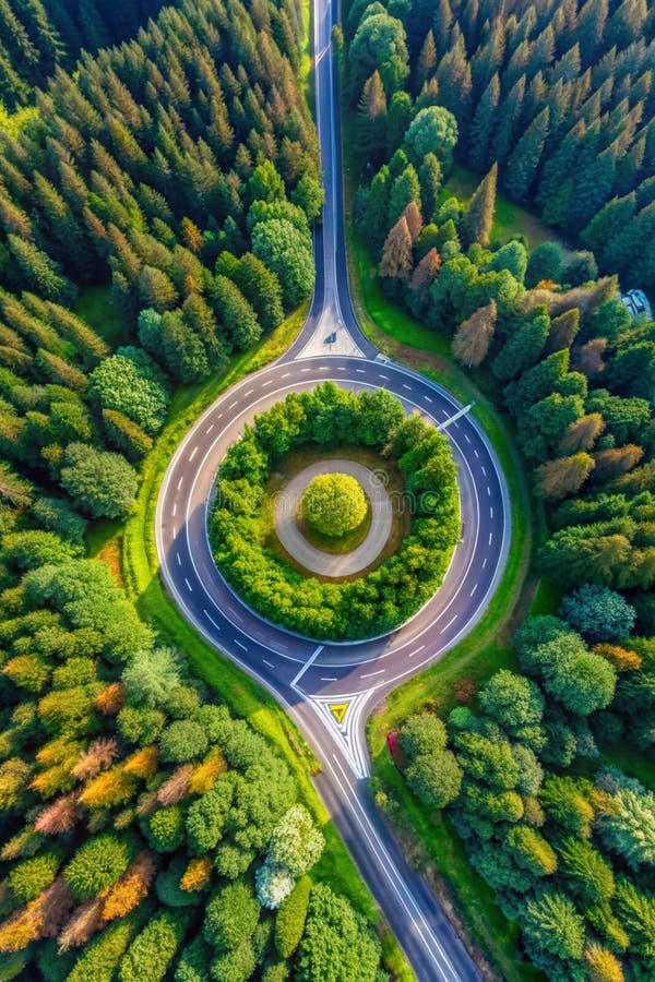 Roundabout in the Middle of a Forest in Belgium. Circular Road ...