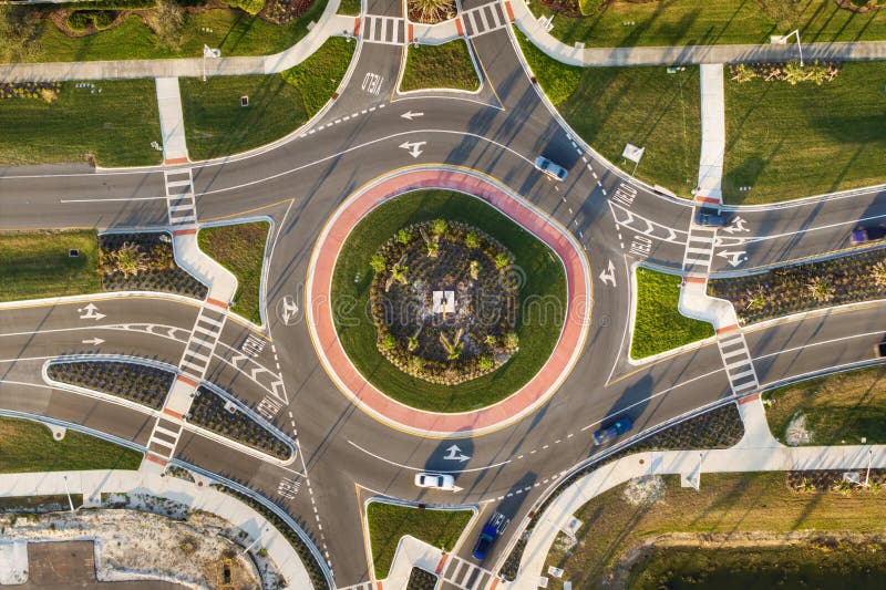 Roundabout Road with Car Traffic. Crossing of Highways by Ring ...