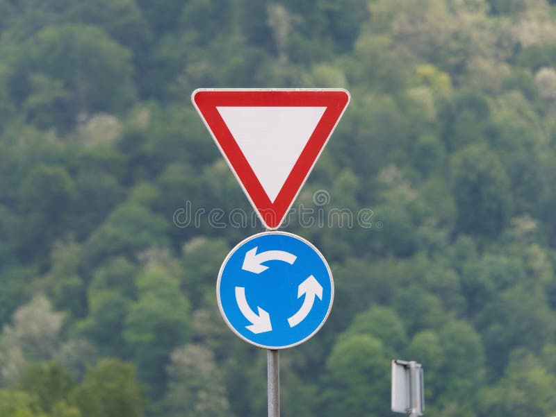 Roundabout Road Sign on the Highway Road Stock Photo - Image of grass ...