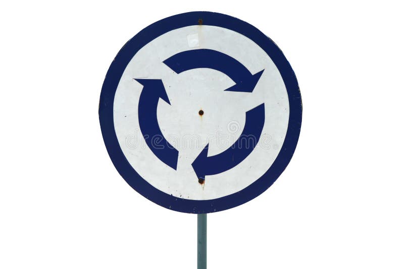 Roundabout Sign Isolated on White Stock Image - Image of arrow, white ...