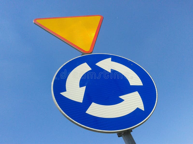 Roundabout sign stock image. Image of info, arrows, symbols - 40857697