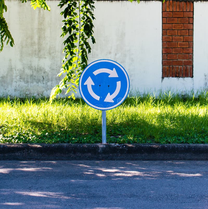 Roundabout sign stock image. Image of round, road, circular - 77396805