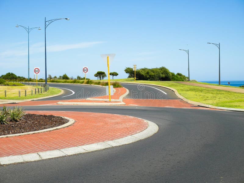 Roundabout and Speed Limit Signs Stock Image - Image of bunbury, road ...