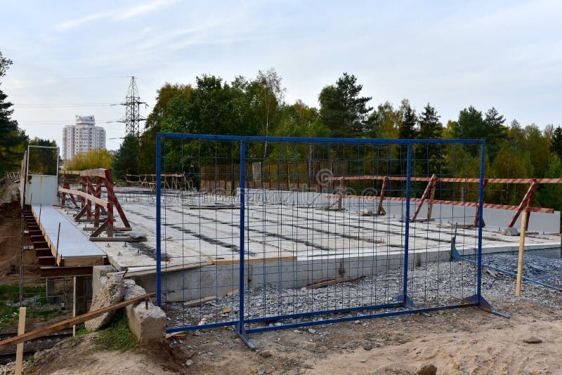 Roundabout and Traffic Bridge Construction. Construction Highway Ramps ...