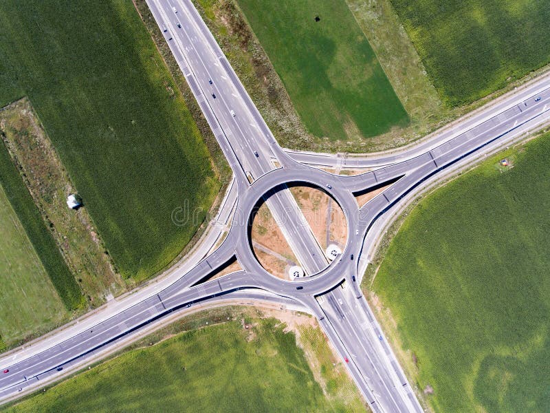 Roundabout aerial view stock photo. Image of shot, high - 97099700