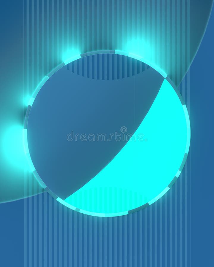 Rounded Abstract Geometric Blue Colored Composition with a Light Ring ...