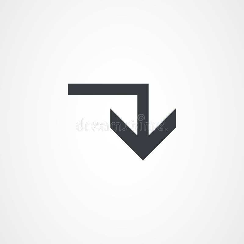Rounded Angle Arrow Pointing Down, Arrow Icon Stock Illustration ...