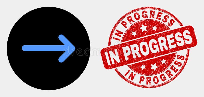 Vector Arrow Right Icon and Distress in Progress Watermark Stock Vector ...