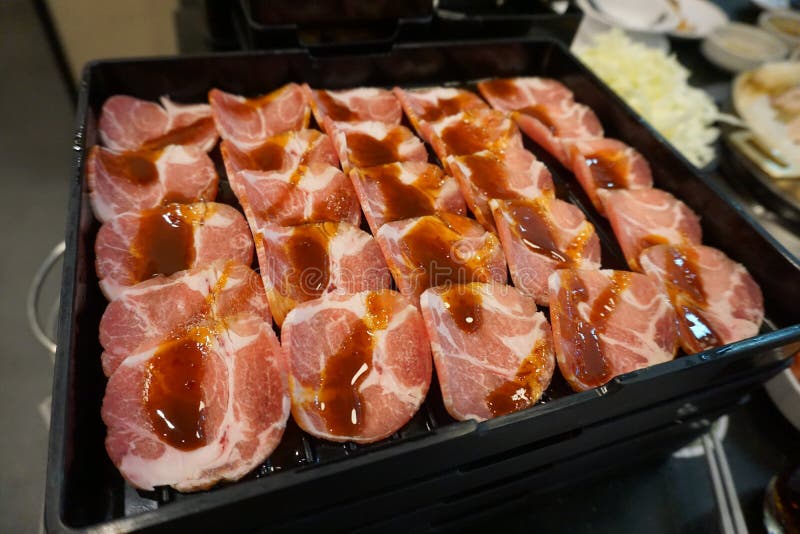 Rounded Beef Meat on a Tray, Topped with a Kind of Salt. Stock Image ...