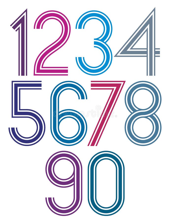 Retro Numbers Made With Lines Free Vector