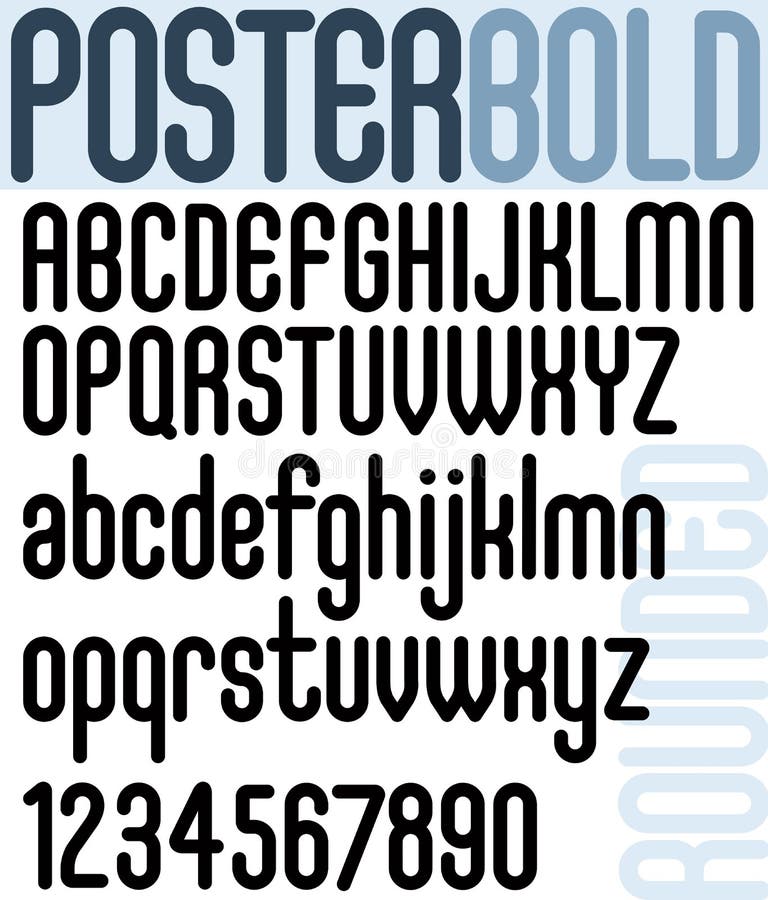 Rounded Black Font and Numbers. Stock Vector - Illustration of ...