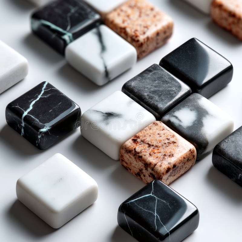 Rounded Black and White Marble Cubes in Alternating Pattern with ...