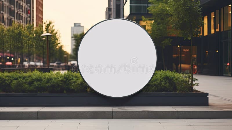 A Rounded Blank Company Sign Mockup Placed Outdoors, a Space for Adding ...