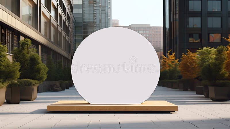 A Rounded Blank Company Sign Mockup Placed Outdoors, a Space for Adding ...