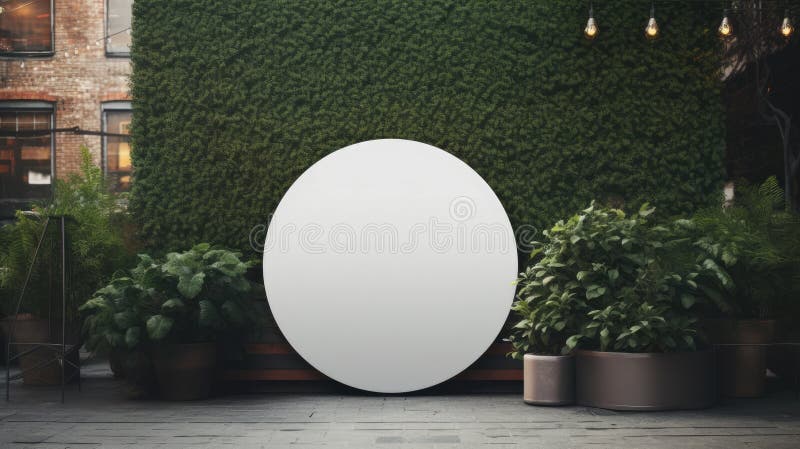 A Rounded Blank Company Sign Mockup Placed Outdoors, a Space for Adding ...