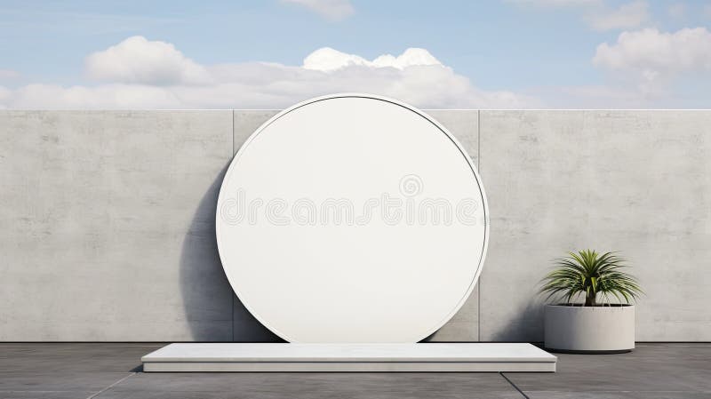 A Rounded Blank Company Sign Mockup Placed Outdoors, a Space for Adding ...