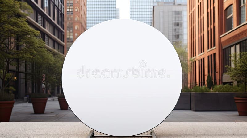 A Rounded Blank Company Sign Mockup Placed Outdoors, a Space for Adding ...