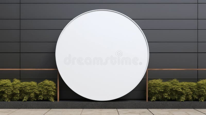 A Rounded Blank Company Sign Mockup Placed Outdoors, a Space for Adding ...