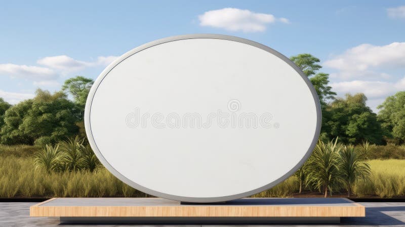 A Rounded Blank Company Sign Mockup Placed Outdoors, a Space for Adding ...