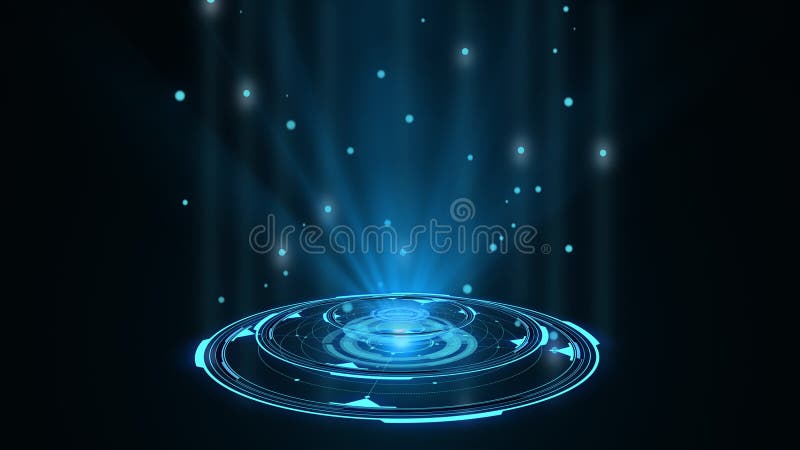 Rounded Blue Hologram HUD Design. Digital Technology Concept. Radial ...