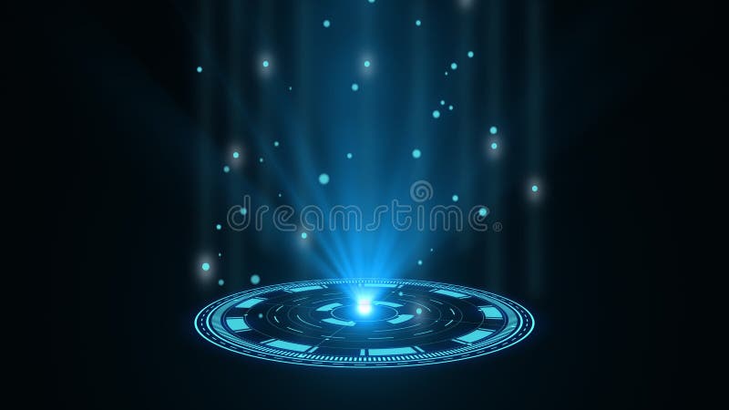 Rounded Blue Hologram HUD Design. Digital Technology Concept. Radial ...