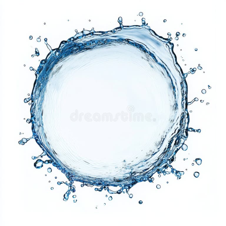 A Rounded Blue Water Splash Set Against a White Background Stock Image ...