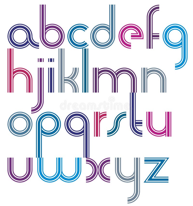 Rounded Bold Joyful Parallel Cartoon Lowercase Letters, Colorful Stock ...