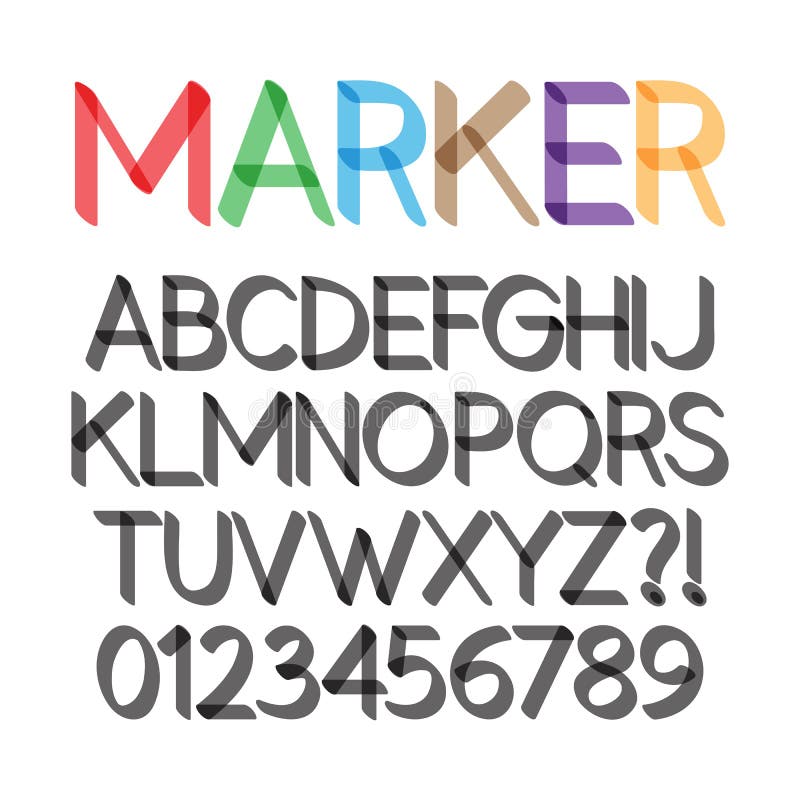 Rounded Bold Marker Pen Font And Numbers Royalty Free Stock Photography ...