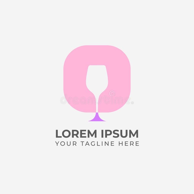 Rounded Box Alphabet Logo and Glass Silhouette in Negative Space ...