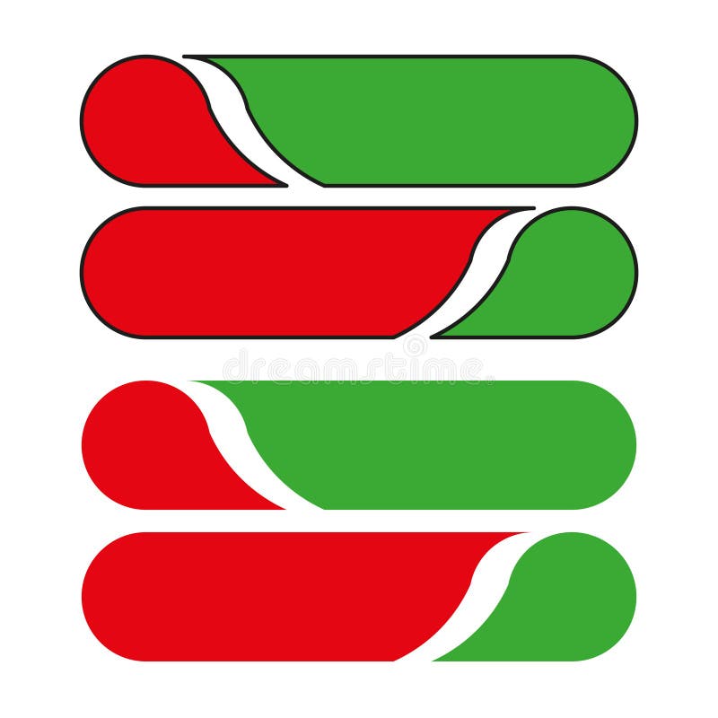 Rounded Button Shape. Red Green Switch. Colorful Toggle Form. Vector ...
