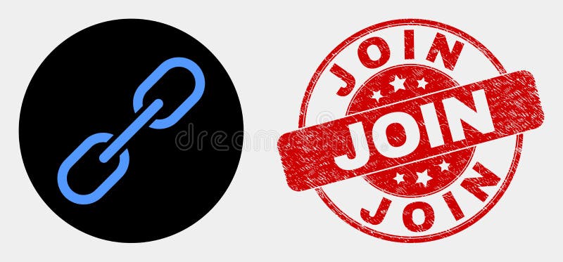 Vector Chain Icon and Grunge Join Watermark Stock Vector - Illustration ...